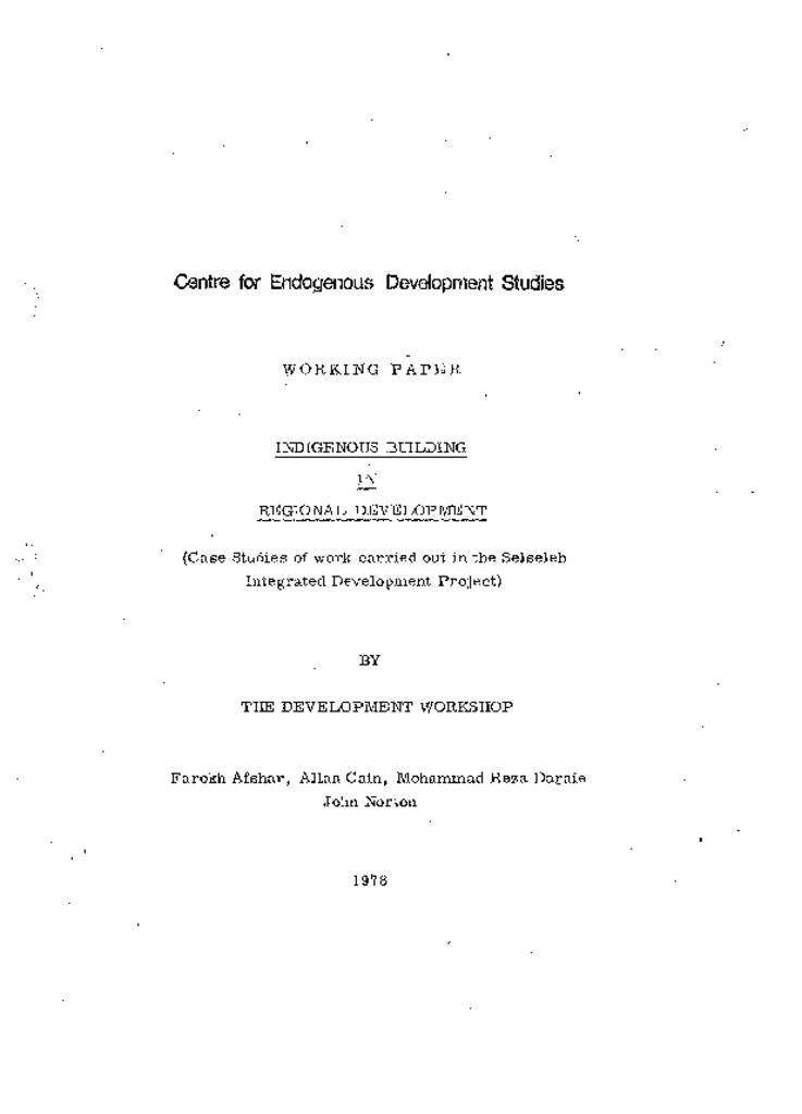 Selseleh Integrated Development Project (SIDP) Working Paper ...